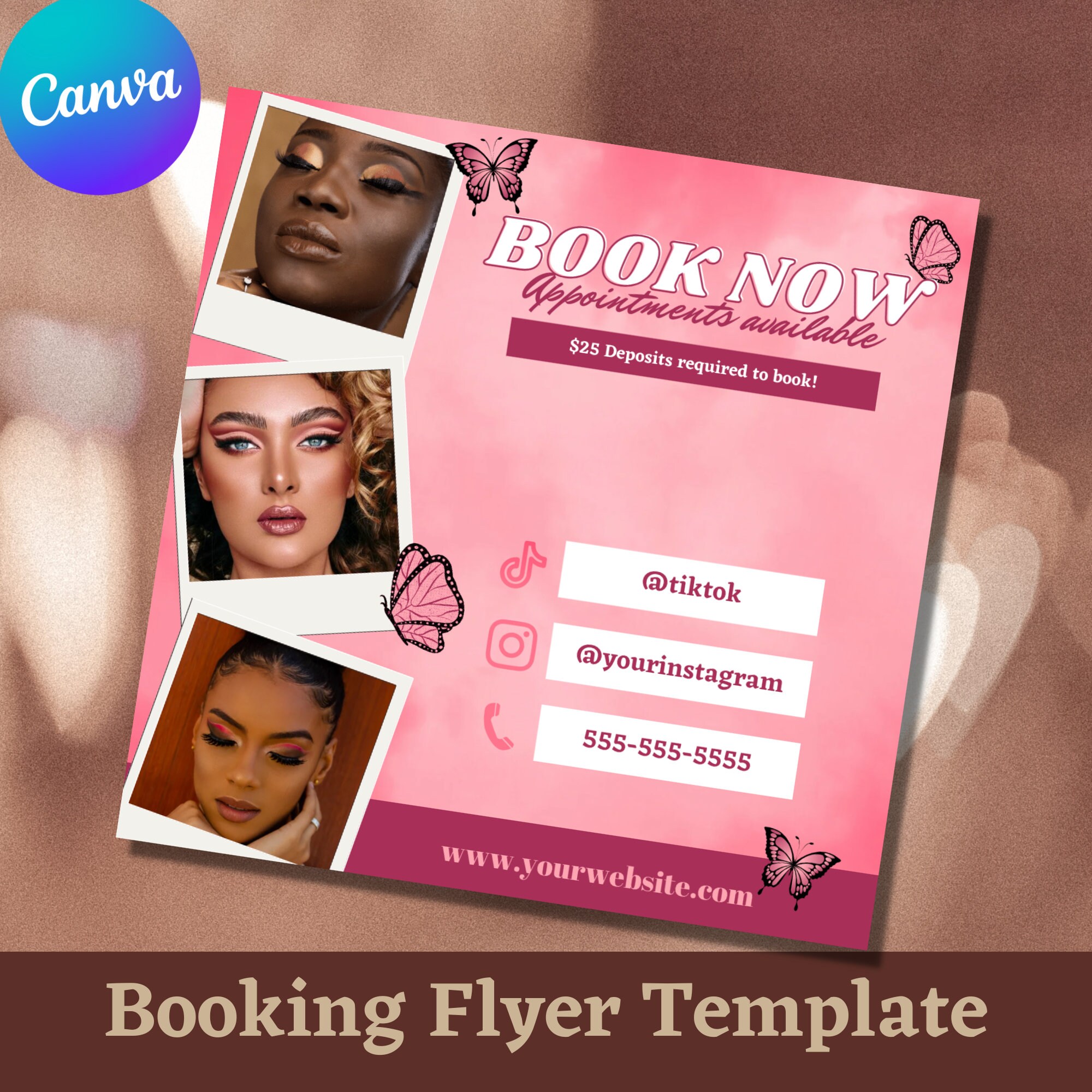 Canva Editable Booking Template, Make-up Artist Booking Flyer, Lash ...