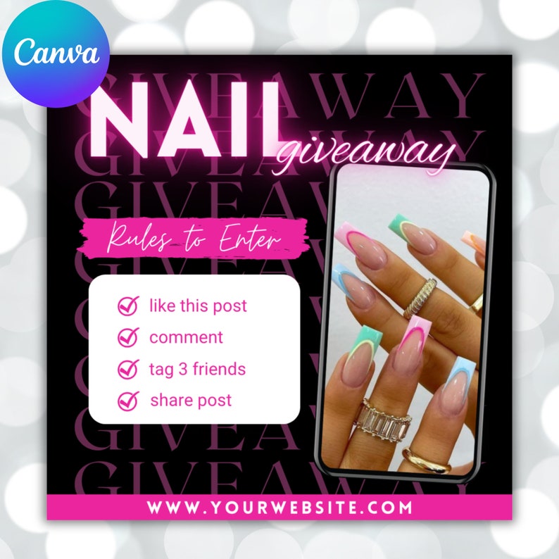 DIY Nail Giveaway E-FLYER Template, Nail Tech Flyer, Canva Template ...