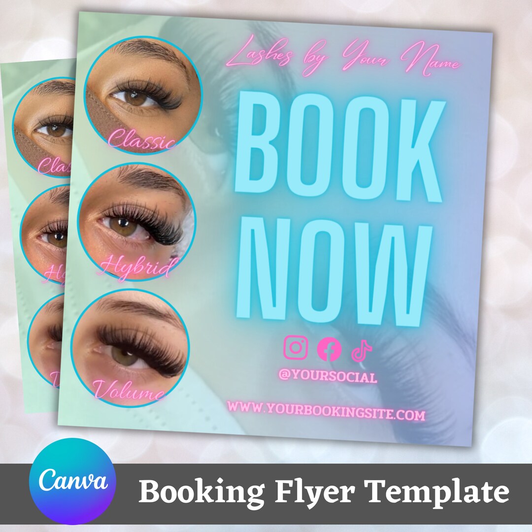 Lash Tech Booking Flyer Template, DIY Book Now Flyer, Aesthetic Flyer ...