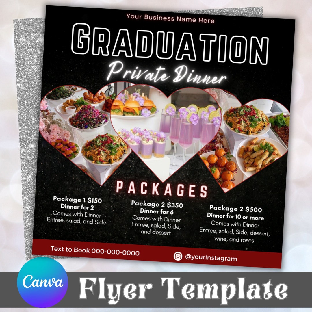 Private Dinner Flyer Template, Graduation Dinner Flyer Template, Meal ...