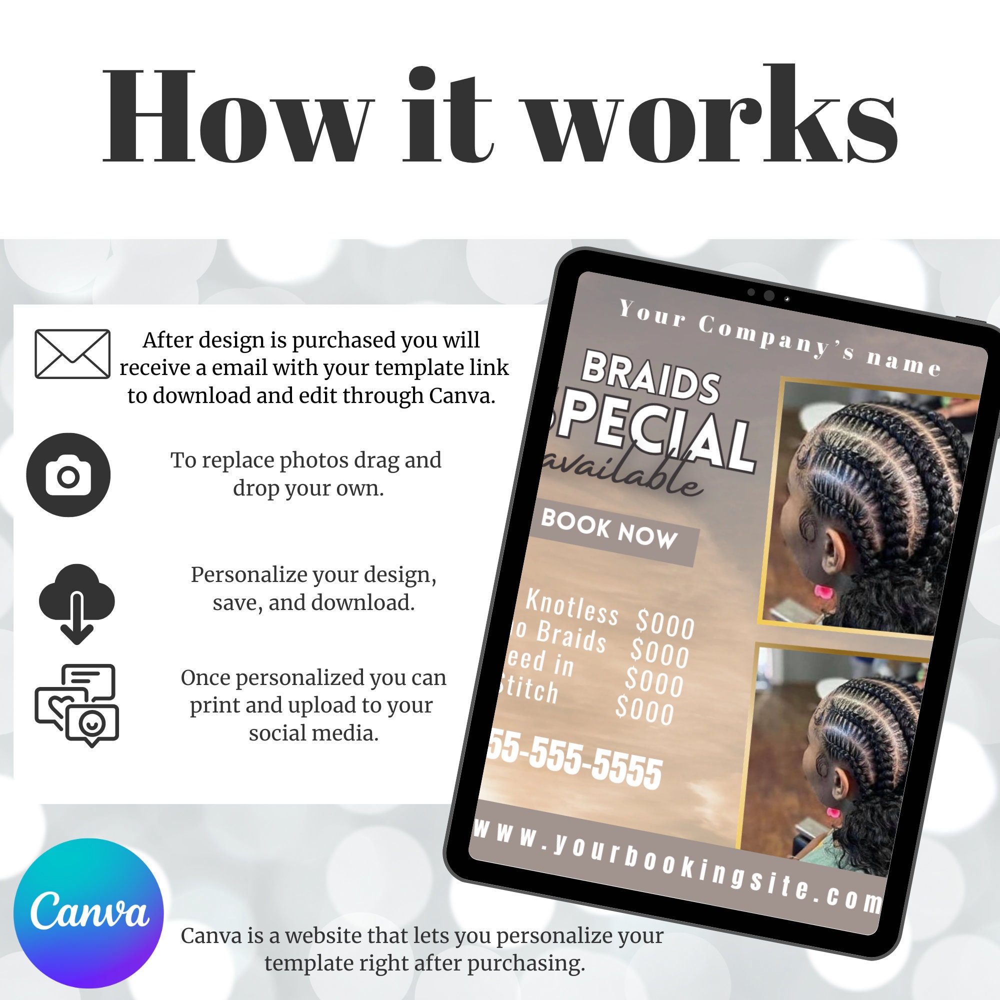 Braid Special Flyer Template, DIY Appointments Available Editable Flyer ...