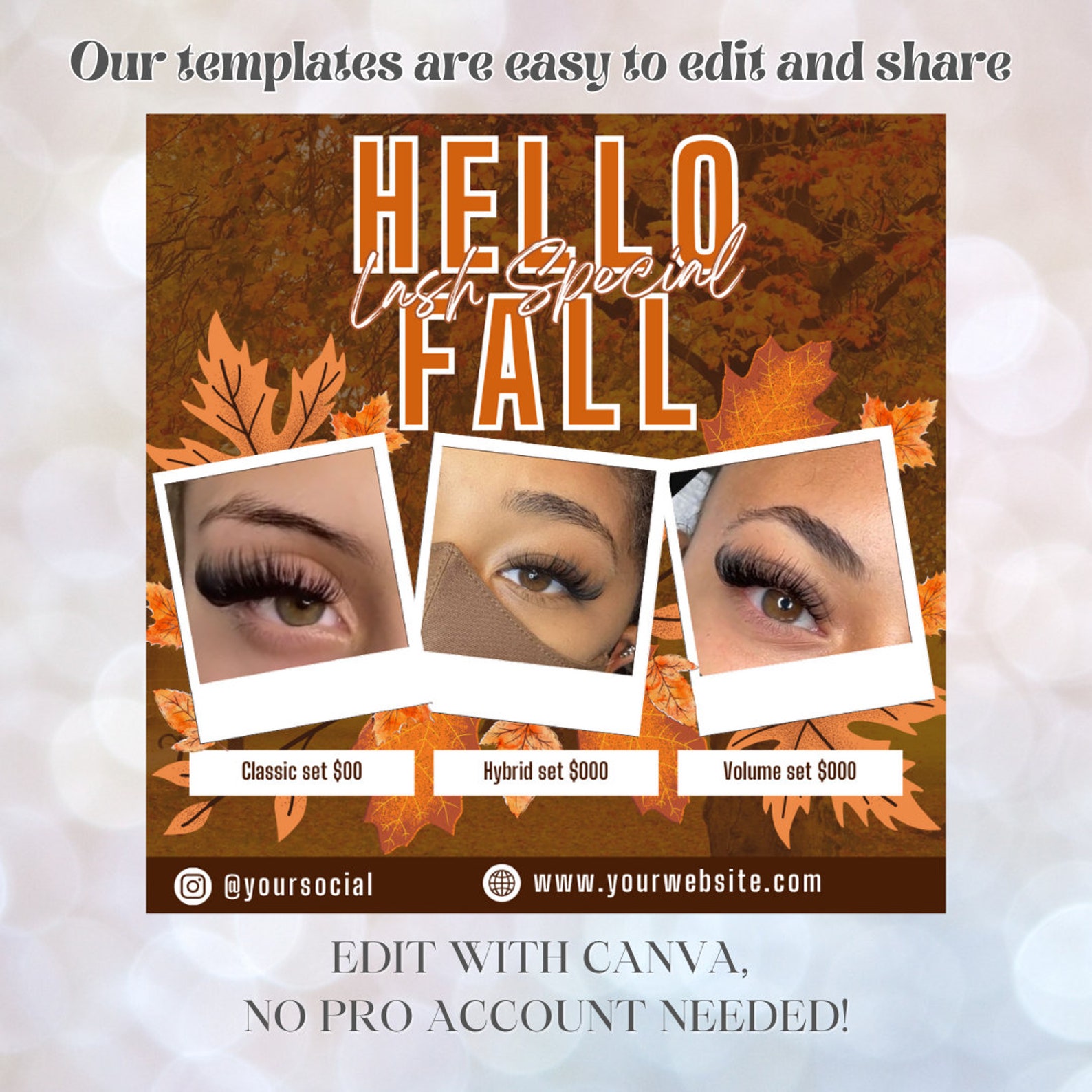 Fall Lash Tech Flyer, Instagram Template, Lash Special Flyer, Fall ...