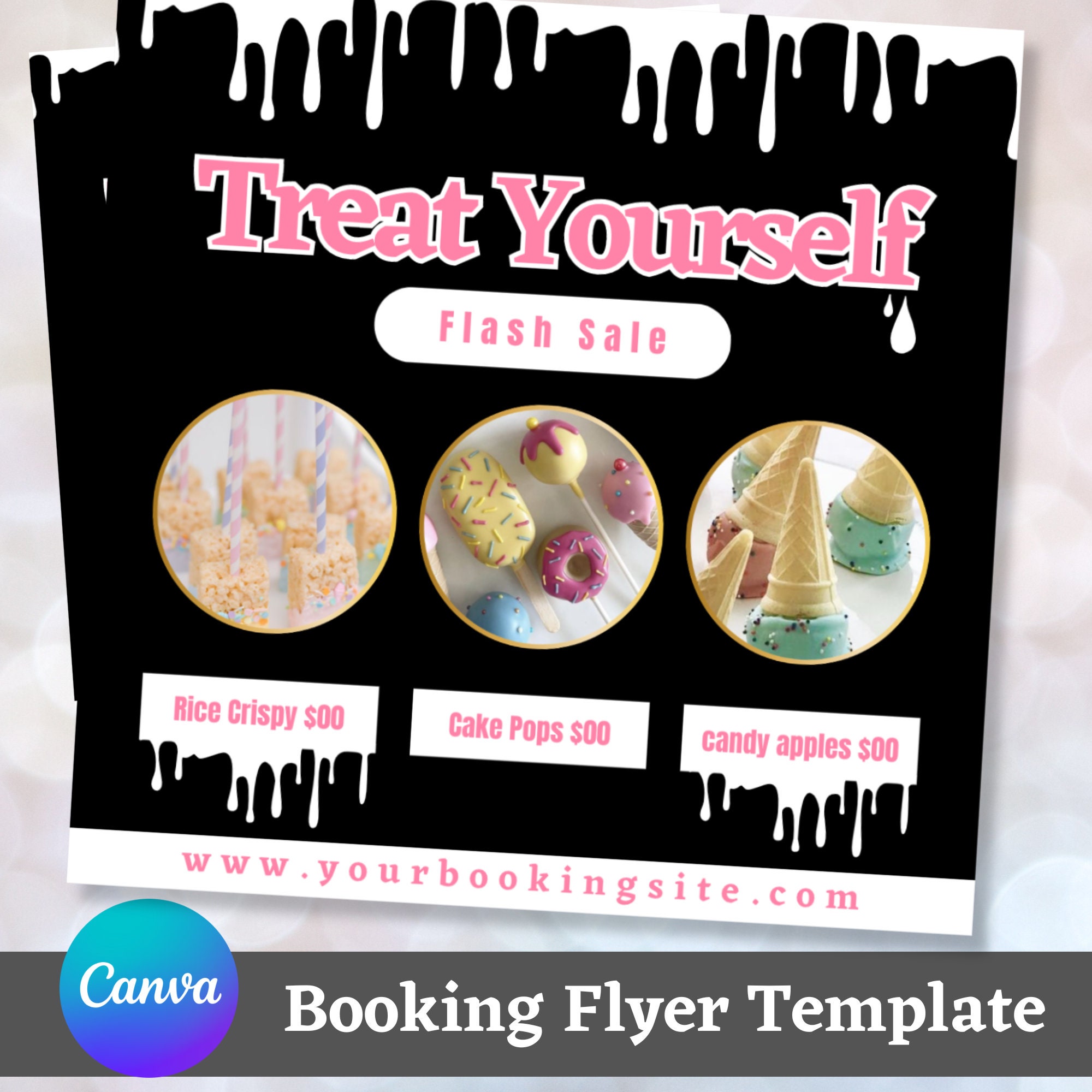 Treat Yourself Flyer Template, Bakery Treats Flyer, Flash Sale, Canva ...