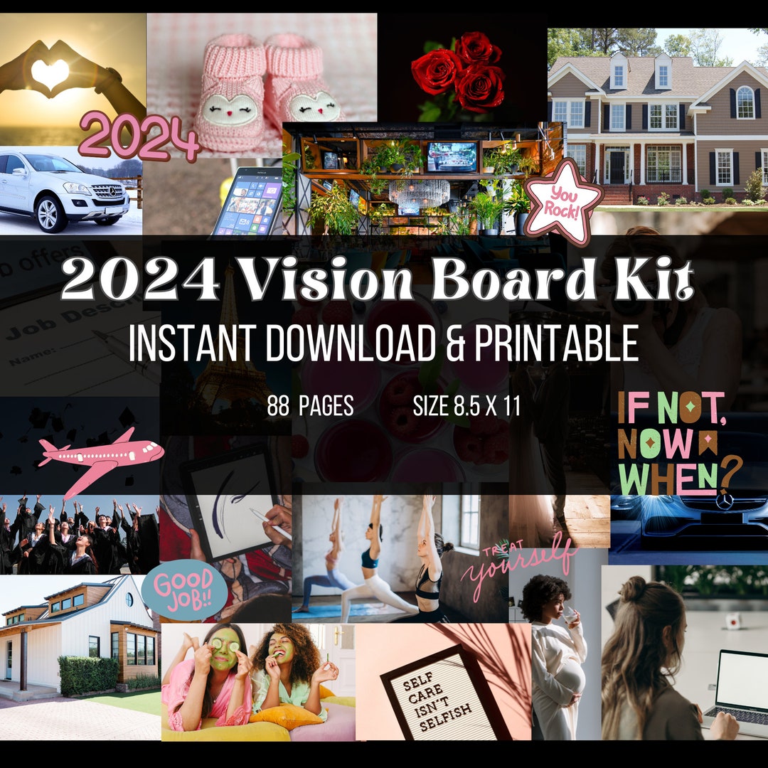 2024 Vision Board Printable Kit, 2024 Vision Board Template, Vision ...