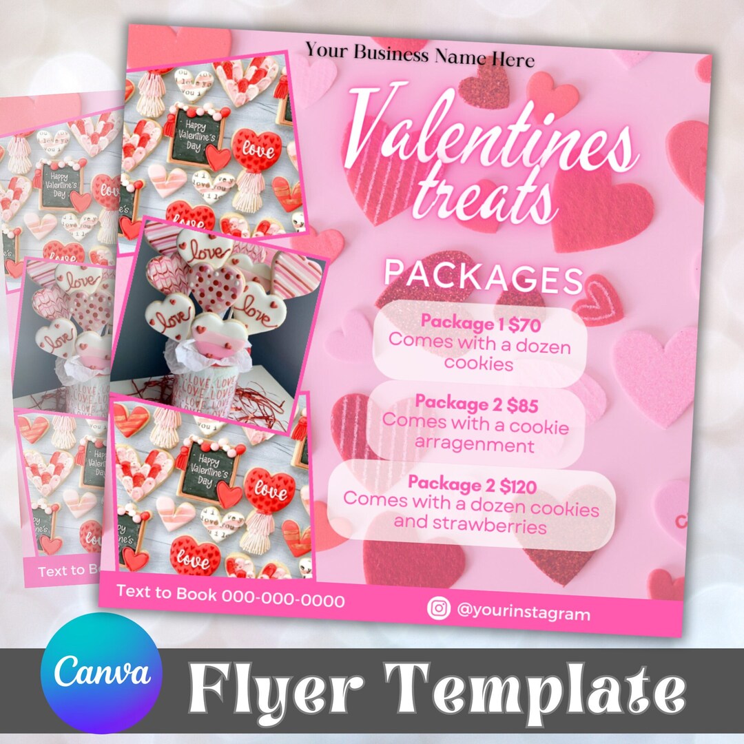 Valentines Sweets and Treats Flyer Template, DIY Baking Dessert Flyer ...