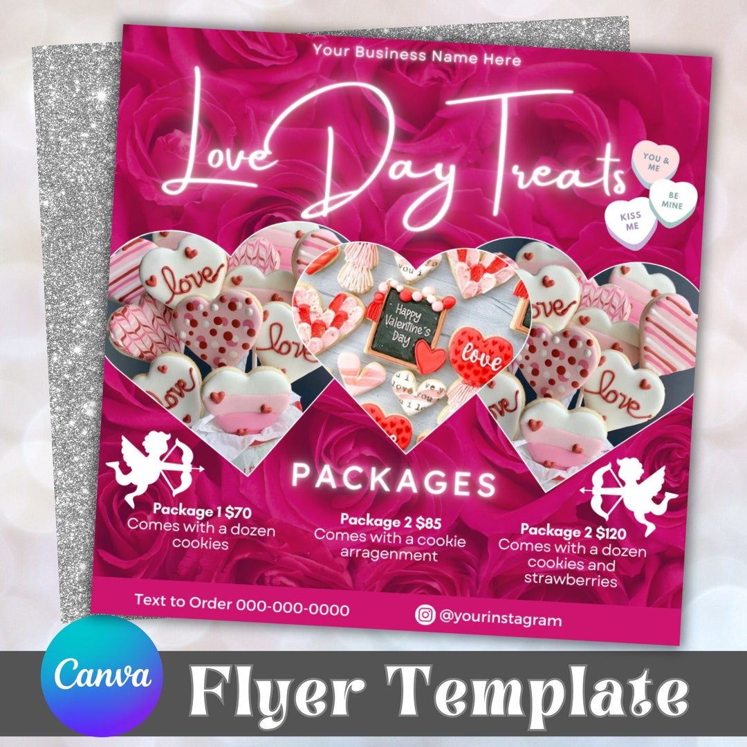Valentines Sweets and Treats Flyer Template, DIY Baking Dessert Flyer ...
