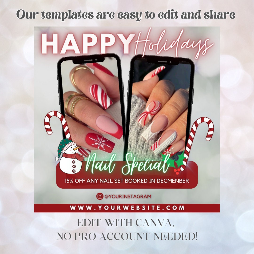 Holiday Nail Tech Flyer Template, Christmas Nail Artist Flyer ...