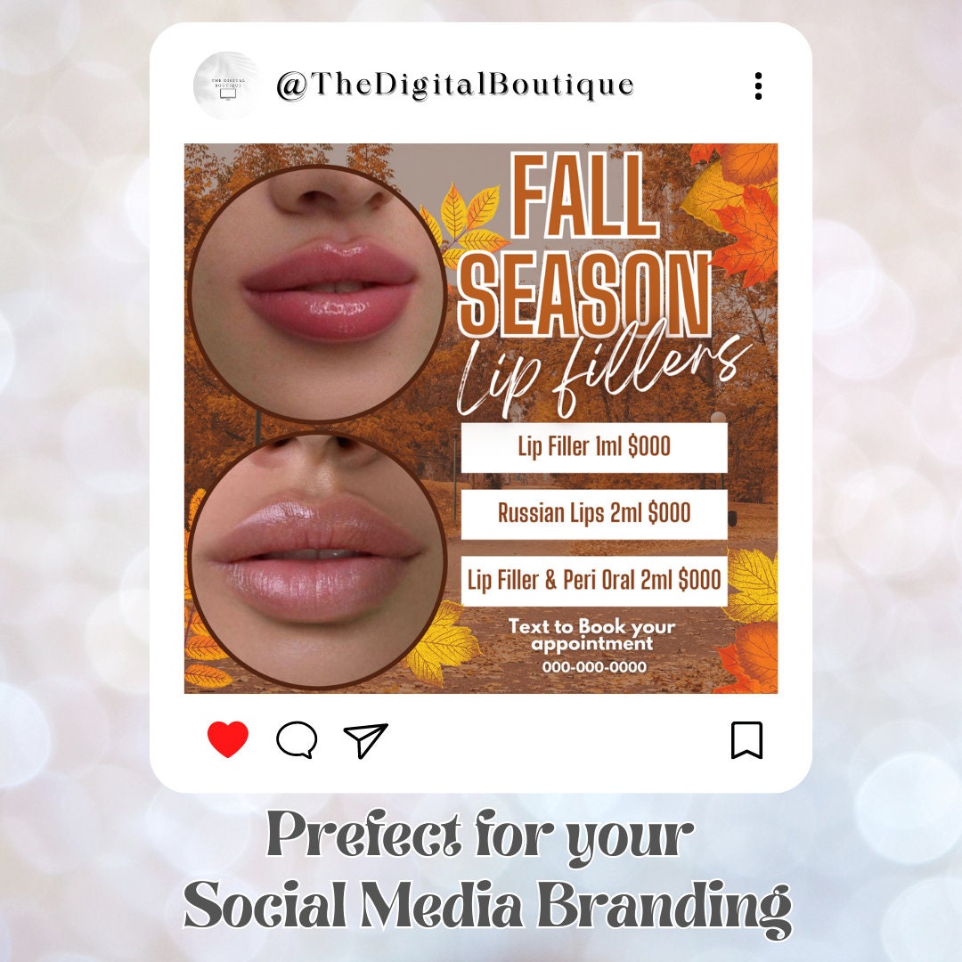 Fall Season Lip Fillers Flyer, Canva Editable Social Media Flyer ...