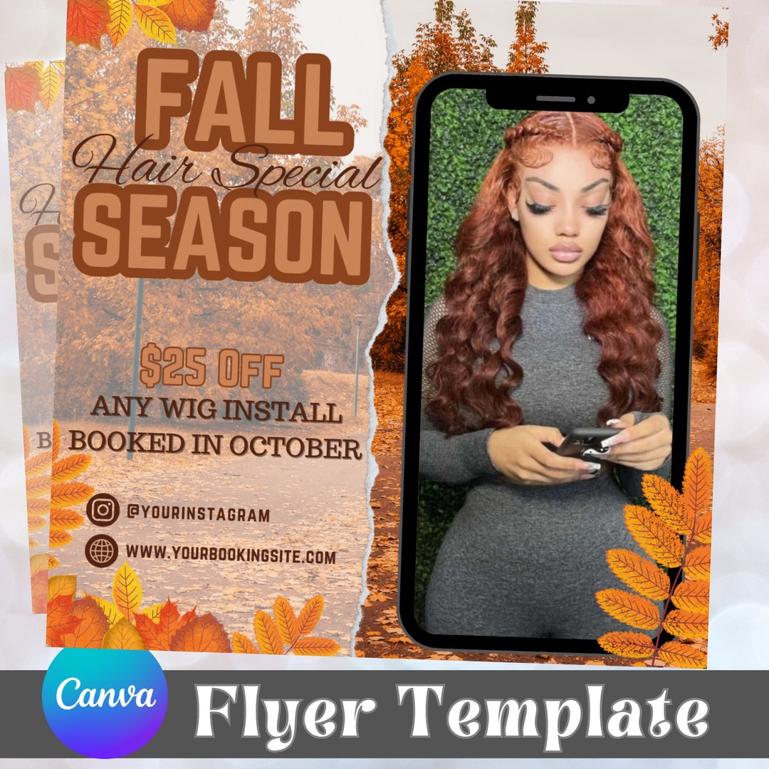 Fall Season Hair Flyer, DIY Instagram Template Design, Hair Flyer, Book ...