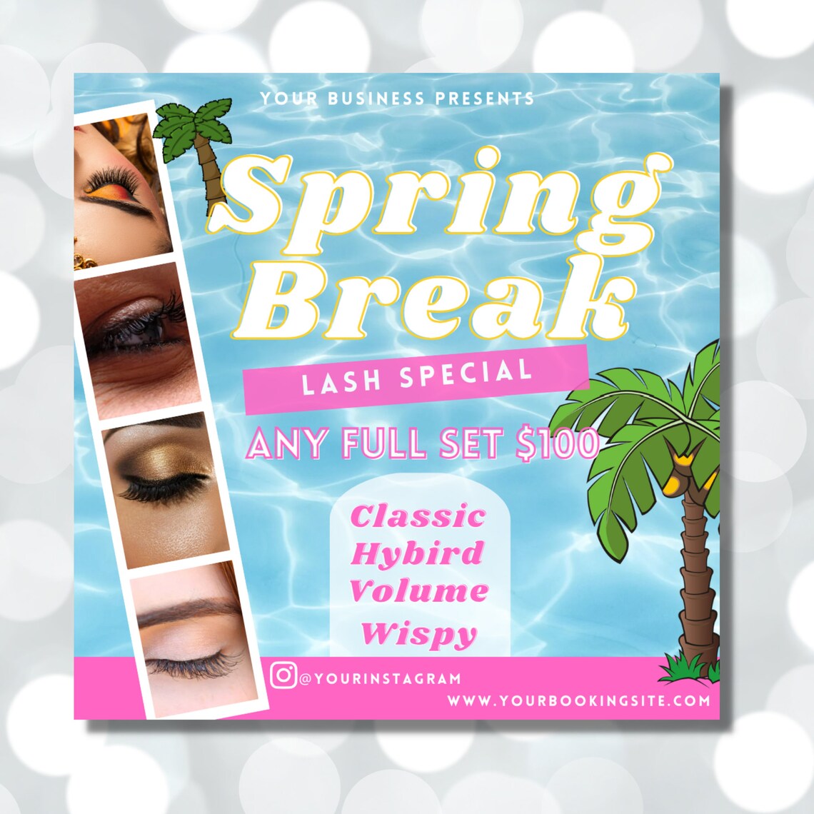 Spring Break Canva Flyer Template, Spring Break Lash Flyer, Editable ...