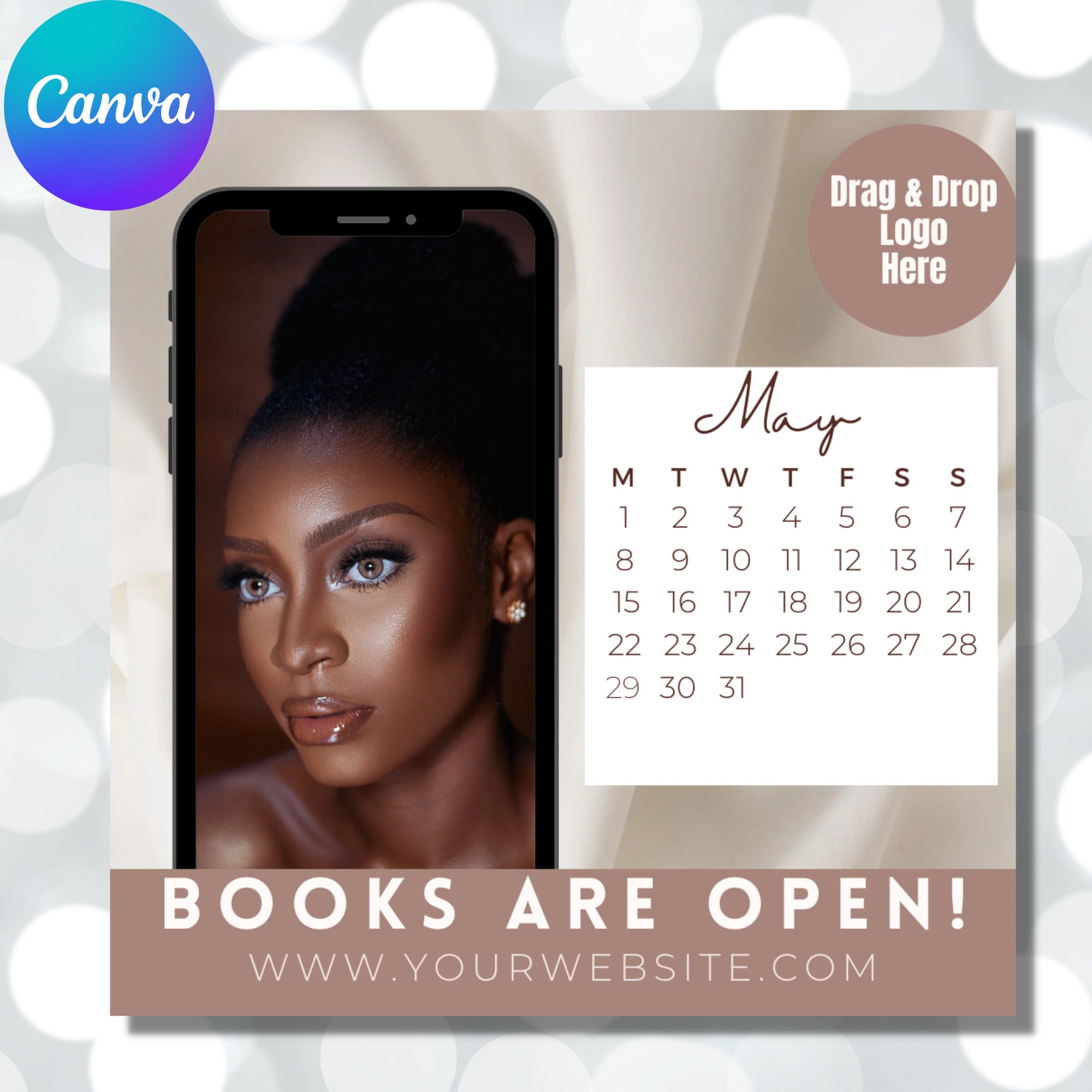 May Booking Flyer, Aesthetic Flyer Template, Canva DIY Flyer, Lash ...