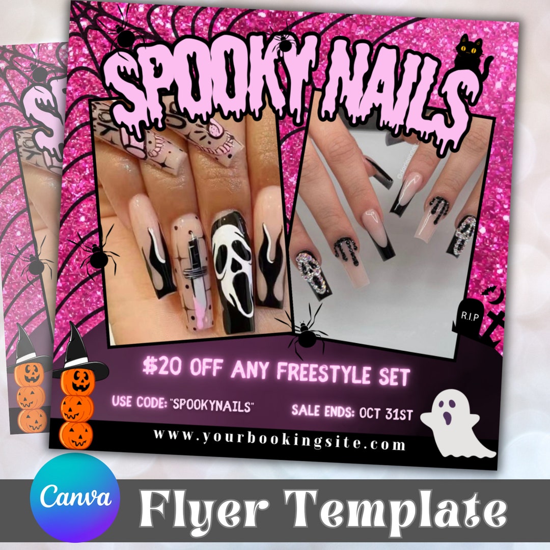 Halloween Nail Flyer, Instagram Template Design, Instagram Post, Fall ...