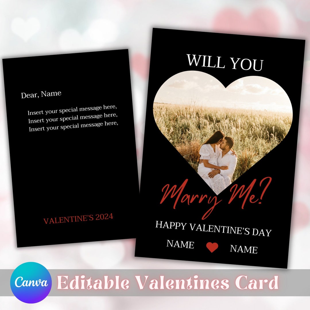 Marry Me Photo Card Template, Proposal Photo Card, Valentines Day ...