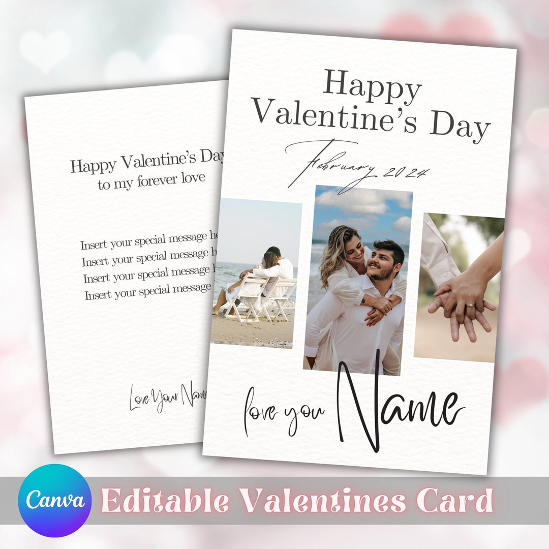 Valentine's Day Photo Card Template, Holiday Card, Printable Valentines ...