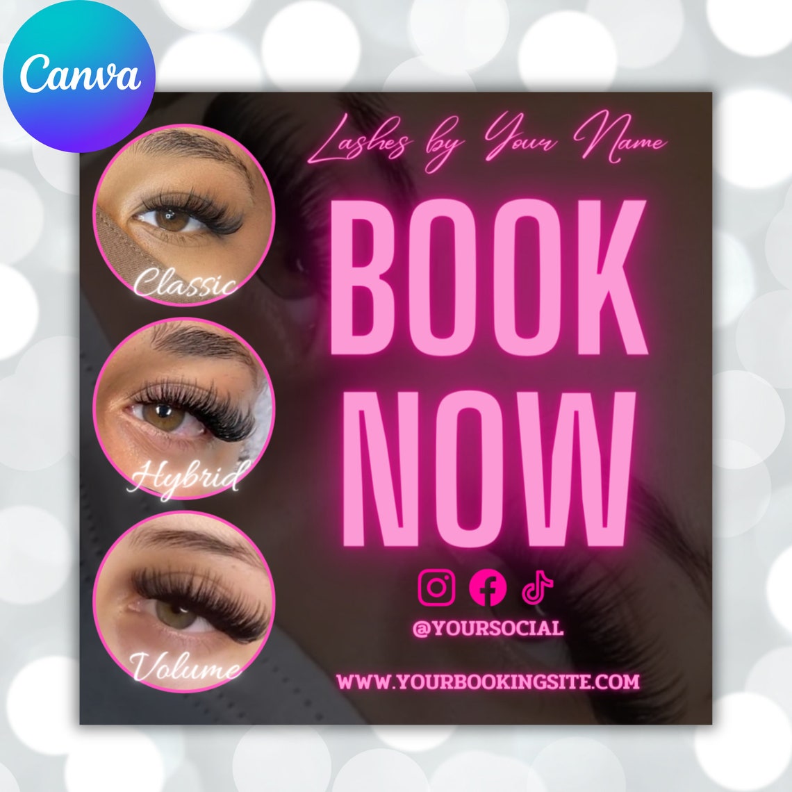 Book Now Lash Tech Flyer Template, Canva Editable Flyer, Lash Artist ...