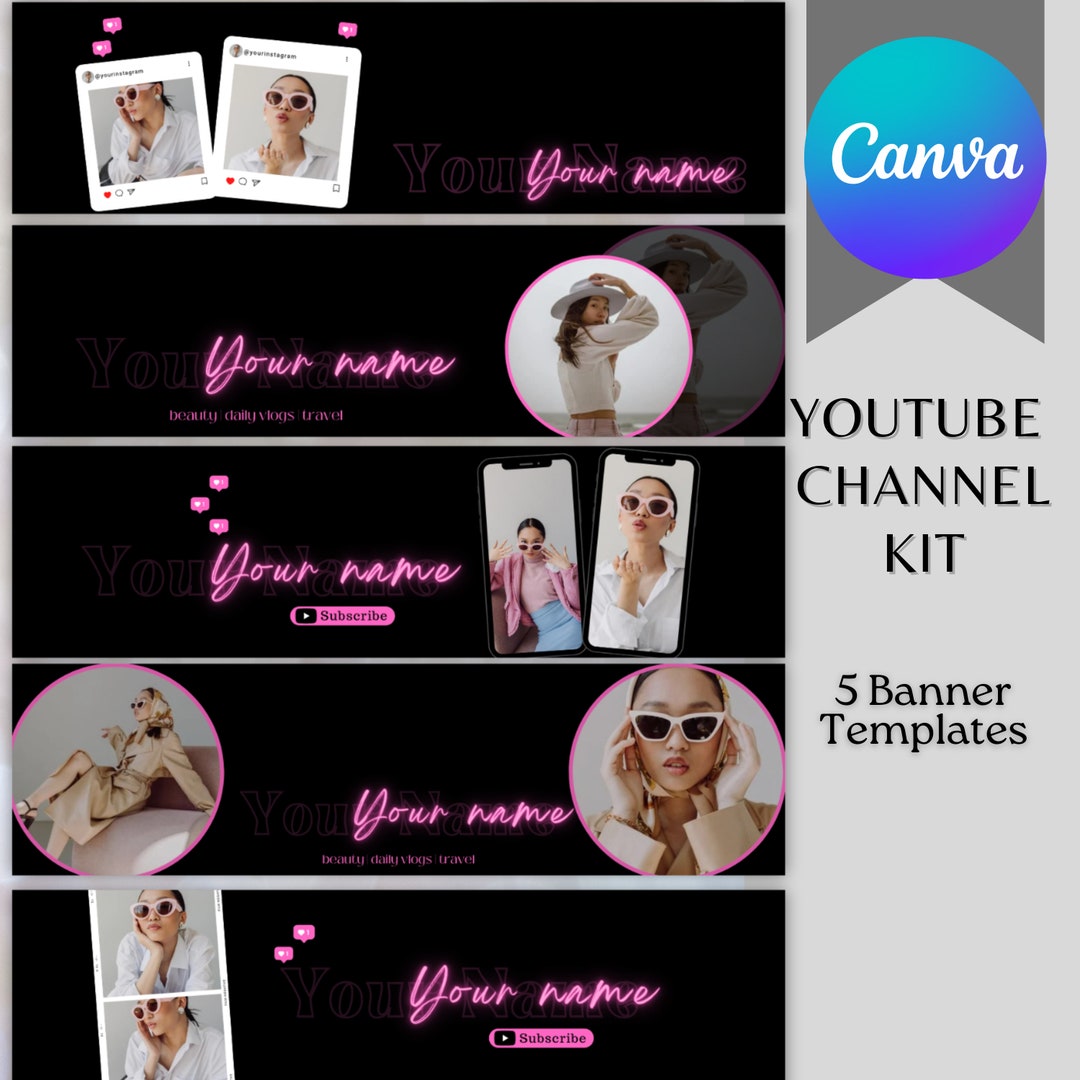 Youtube Channel Branding Kit, Youtube Banner Templates, Editable Canva ...