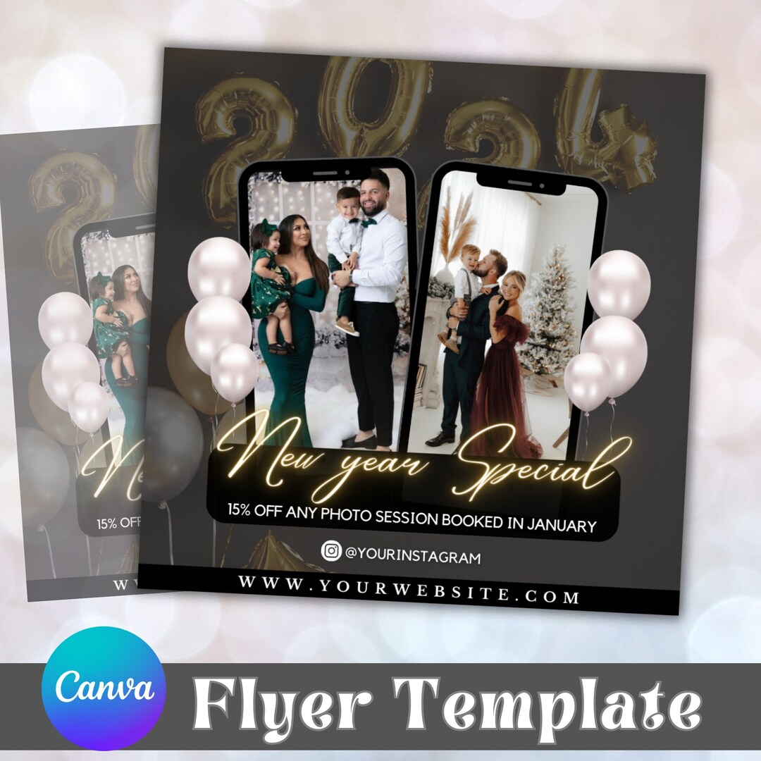 New Year Photo Session Flyer Template, Photoshoot Flyer Template, Mini ...
