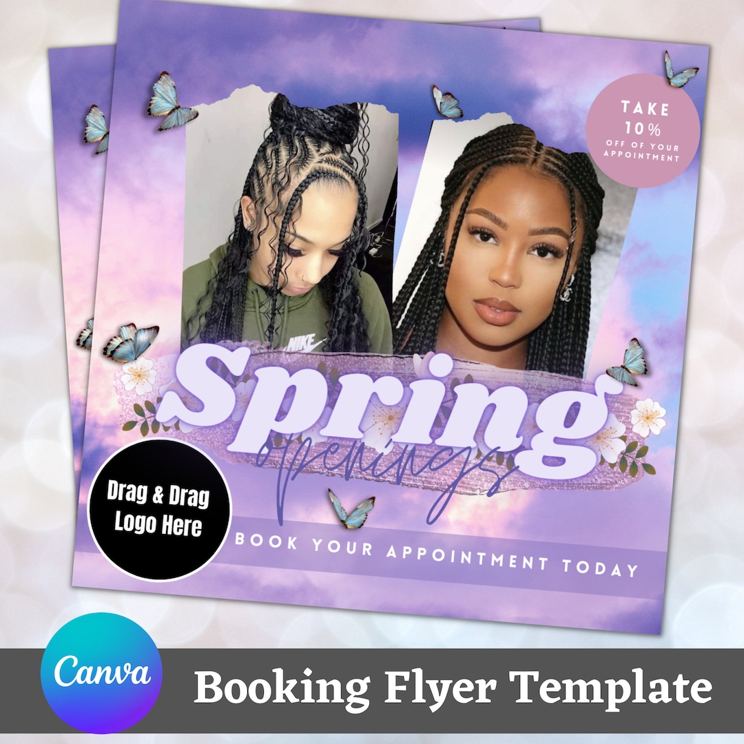 Spring Booking Flyer Template, DIY Canva Flyer, Hair Stylist Flyer ...