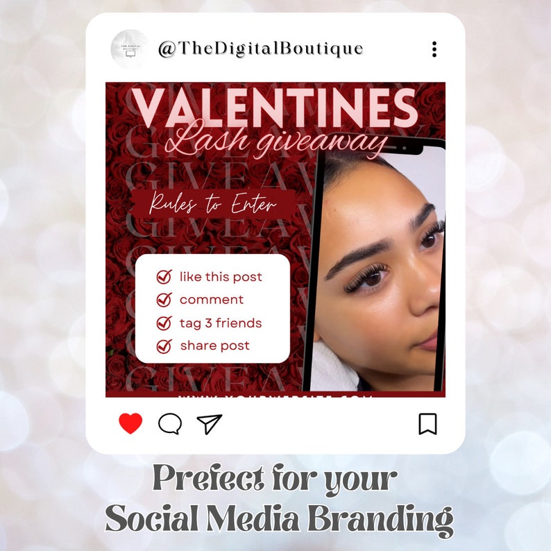 Valentines Lash Giveaway FLYER Template, Valentines Day Giveaway ...