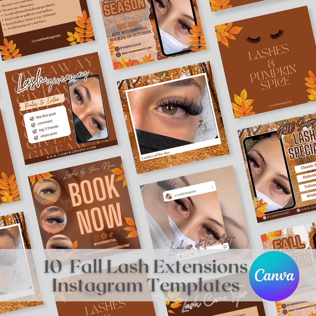 Fall Season Lash Instagram Templates, DIY Lash Extension Flyers, Lash ...