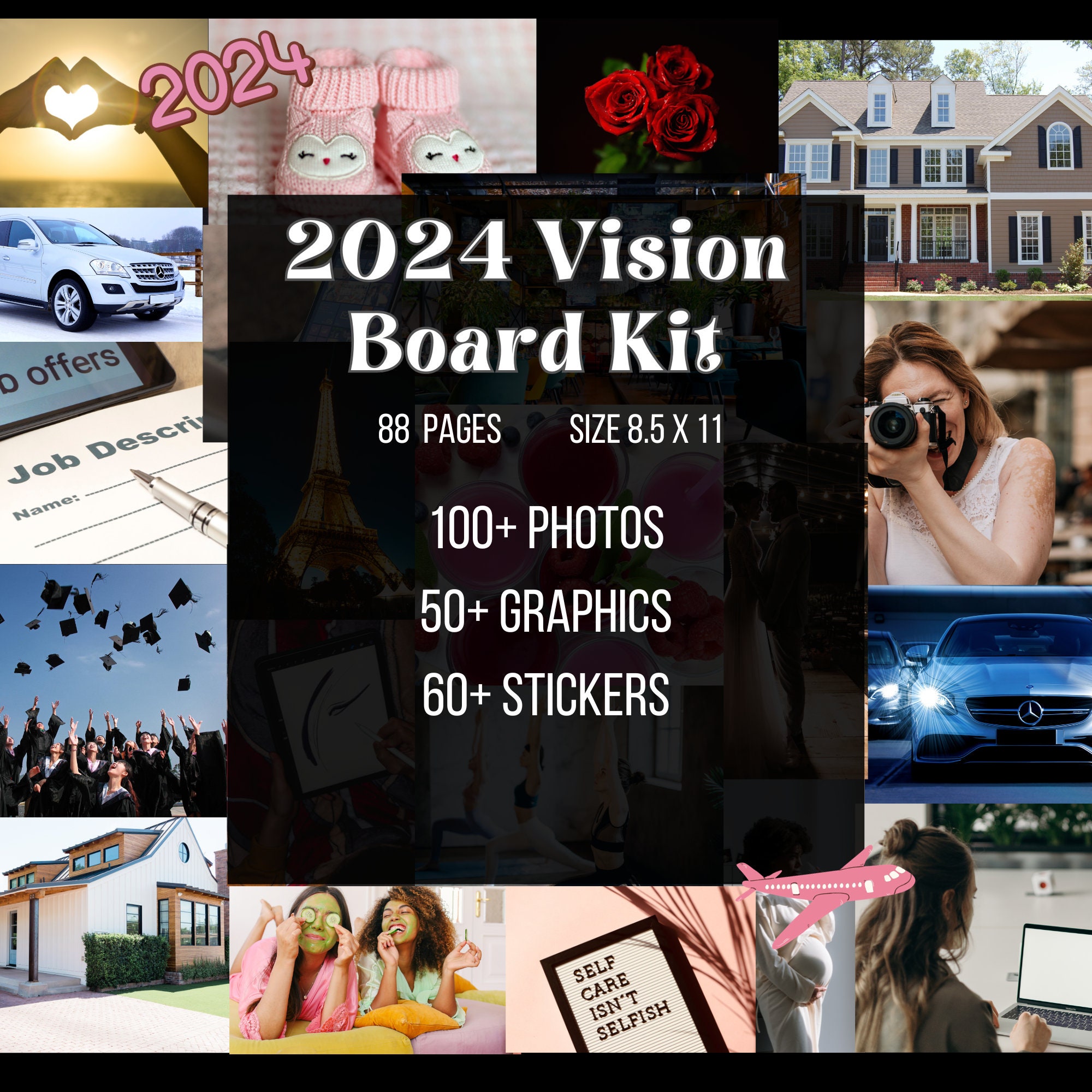 2024 Vision Board Printable Kit, 2024 Vision Board Template, Vision ...