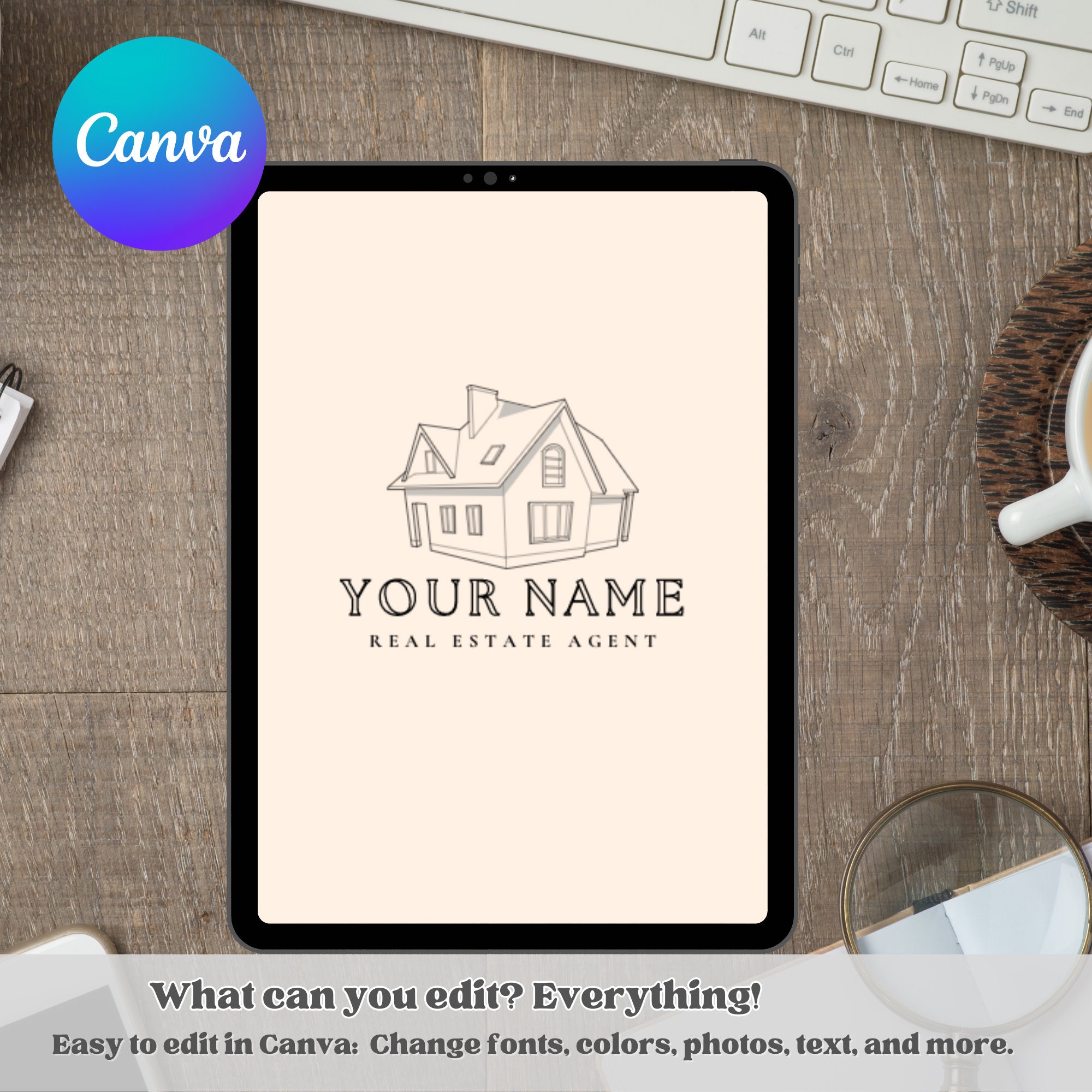 Real Estate Agent Logo Design, DIY Canva Template, Editable Realtor ...