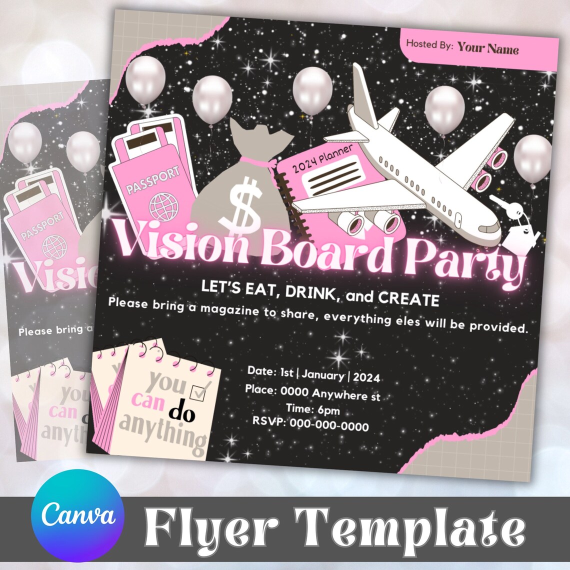 Vision Board Party Template, 2024 Personal Goals Planning Party, That ...