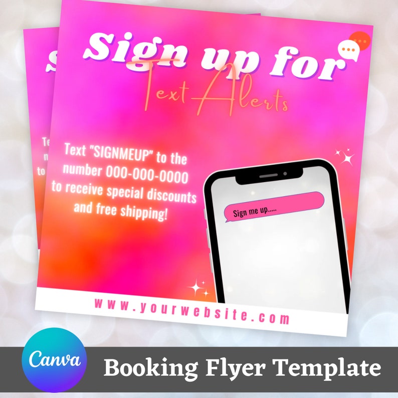 Text Alerts Flyer Canva Template Editable Sign up Flyer - Etsy