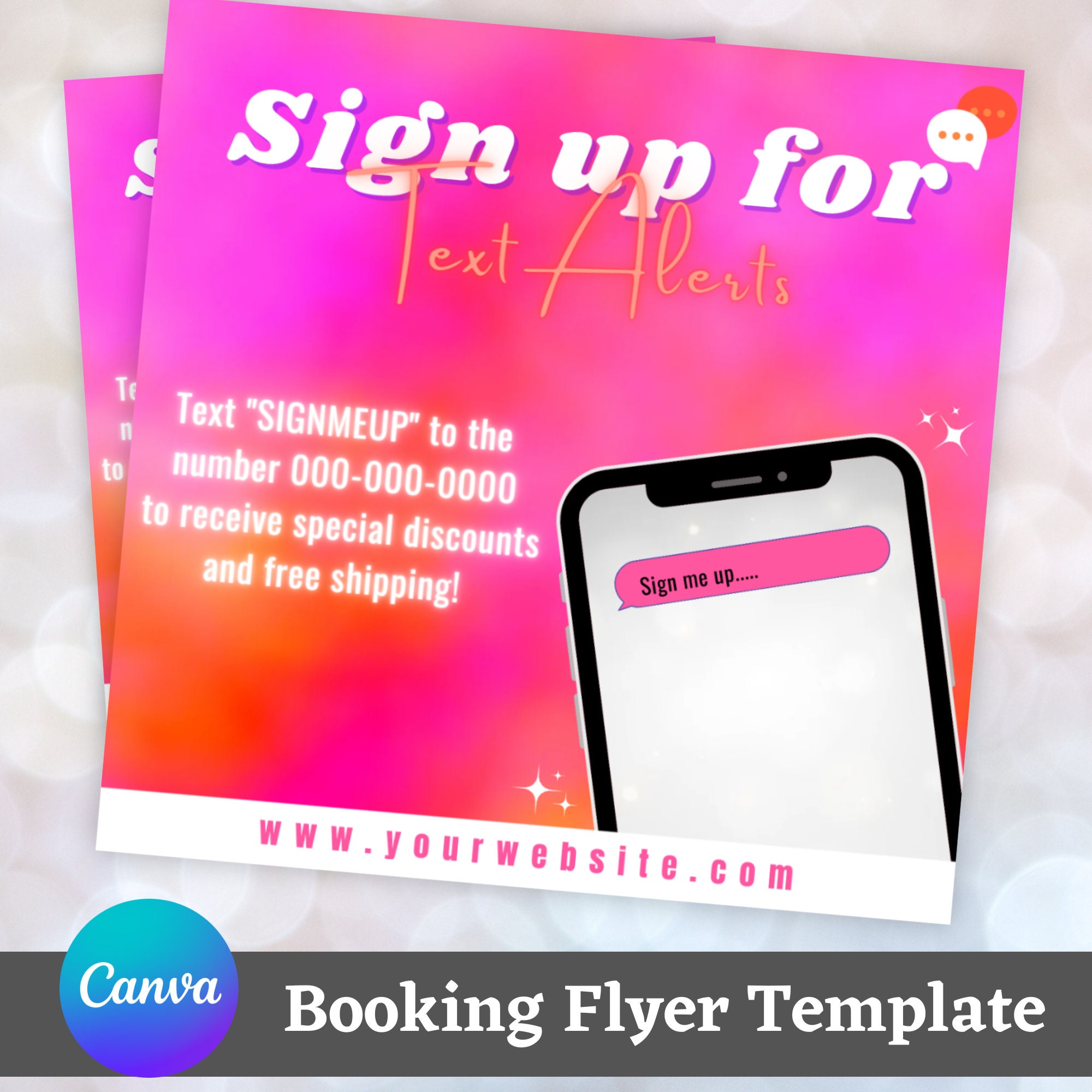 Text Alerts Flyer Canva Template, Editable, Sign up Flyer, Text ...