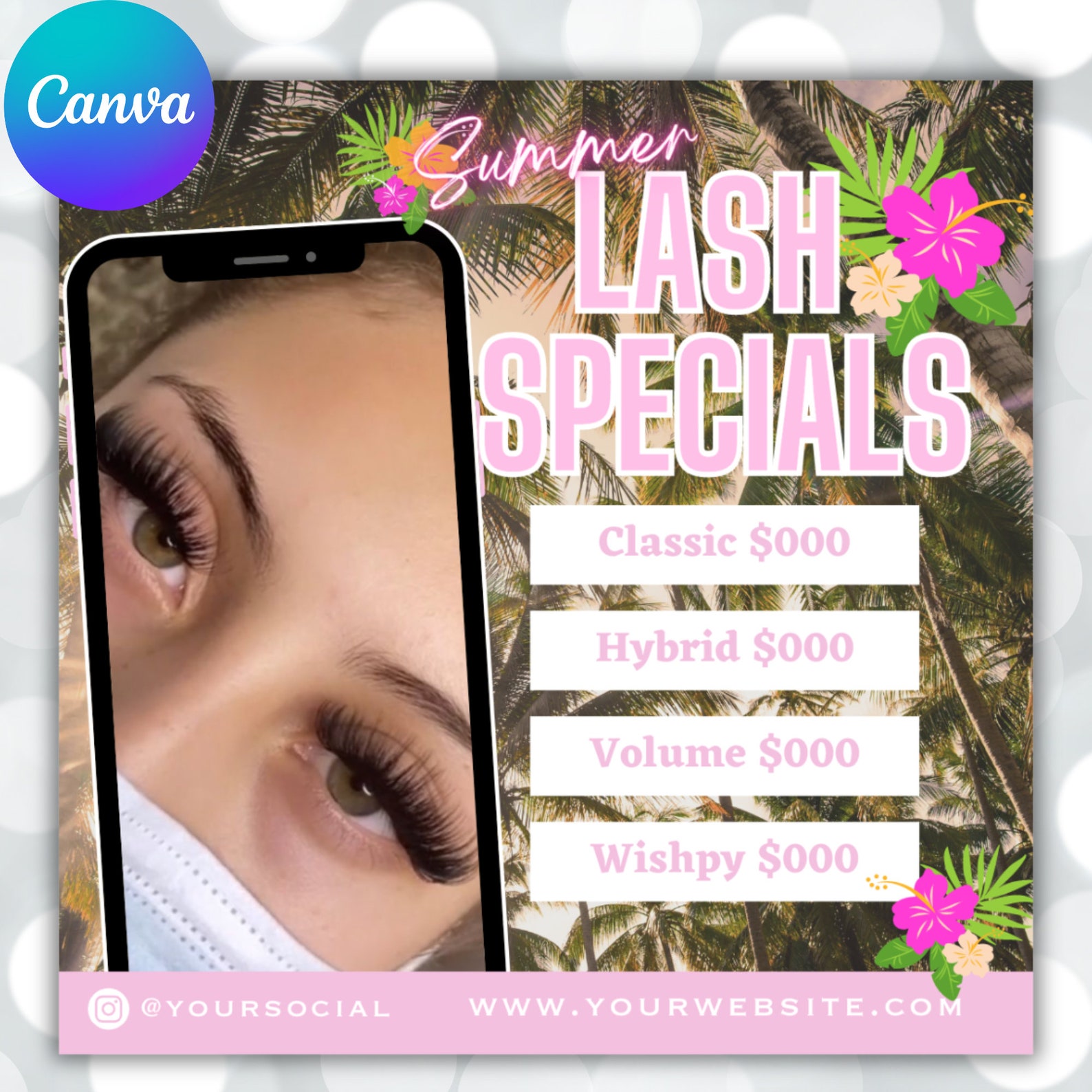 Summer Lash Extensions Flyer, Summer Lashes, June Lash Extensions Sale ...