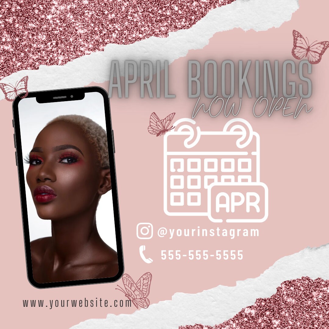 Editable April Book Now Flyer, DIY Appointments Available Booking ...
