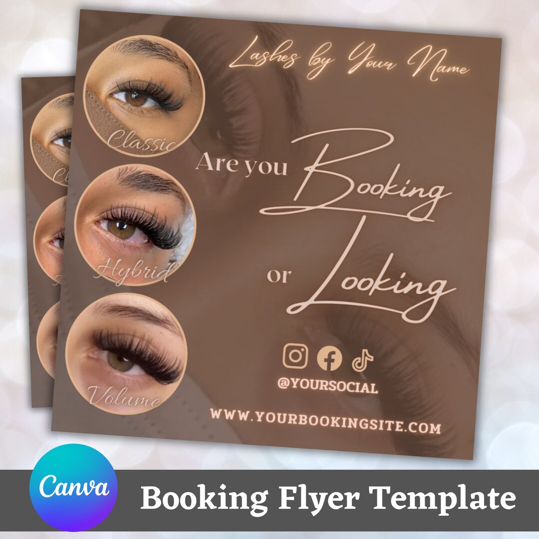 Lash Tech Booking Flyer Template, Canva Template, Lash Extensions ...