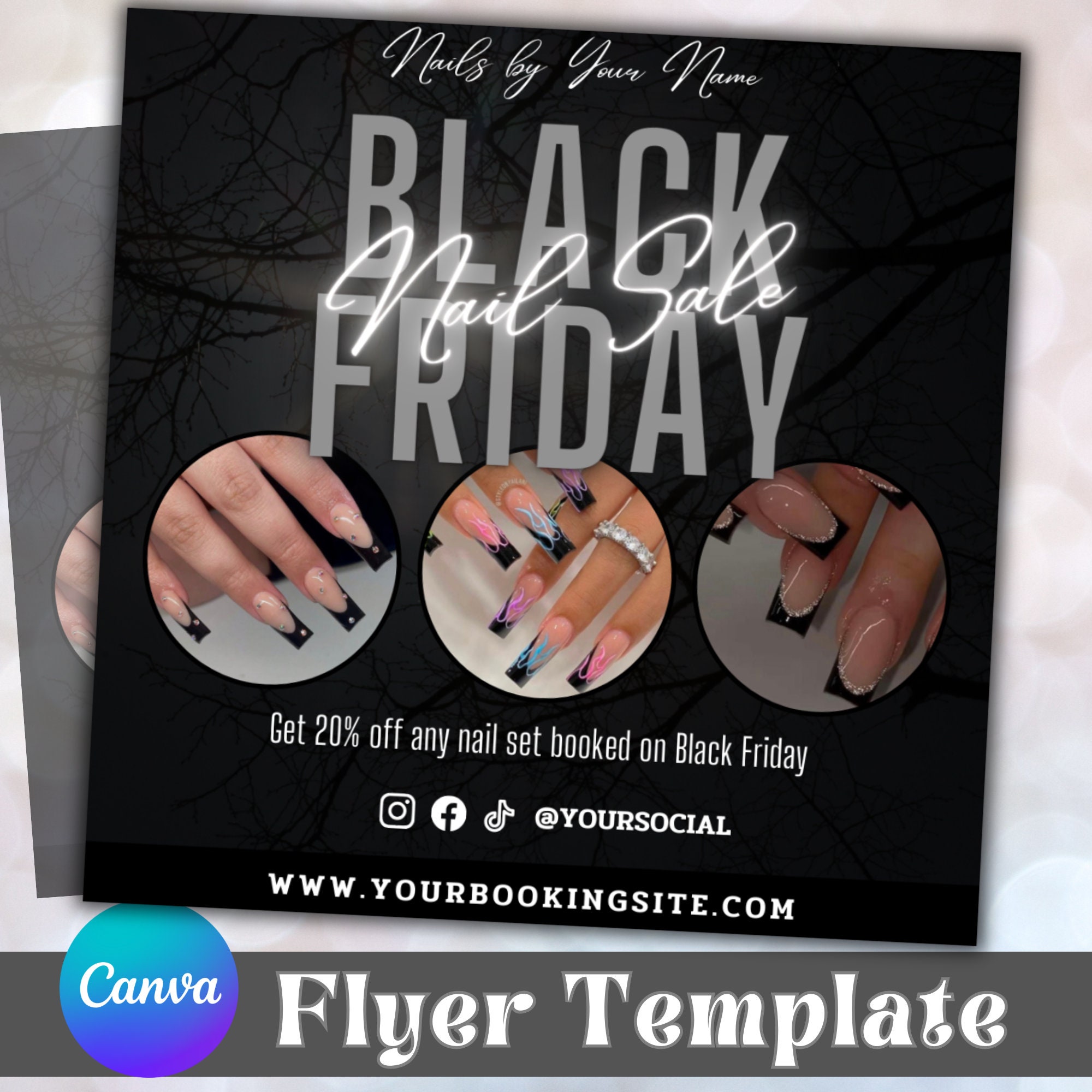 Black Friday Nail Flyer, Canva Template, Nail Tech Sale Flyer ...