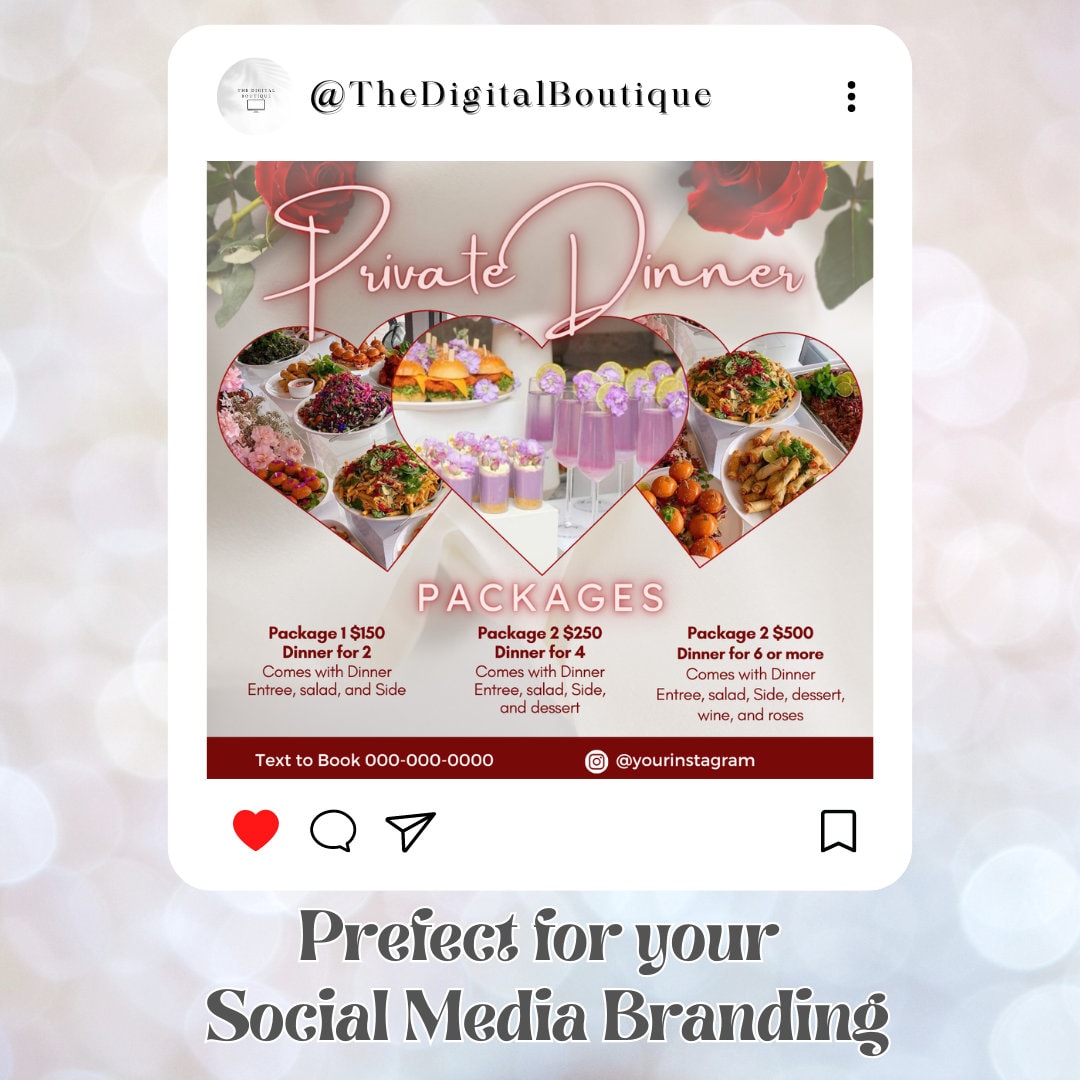 Private Dinner Flyer Template, Dinner Date Flyer Template, Meal Plan ...