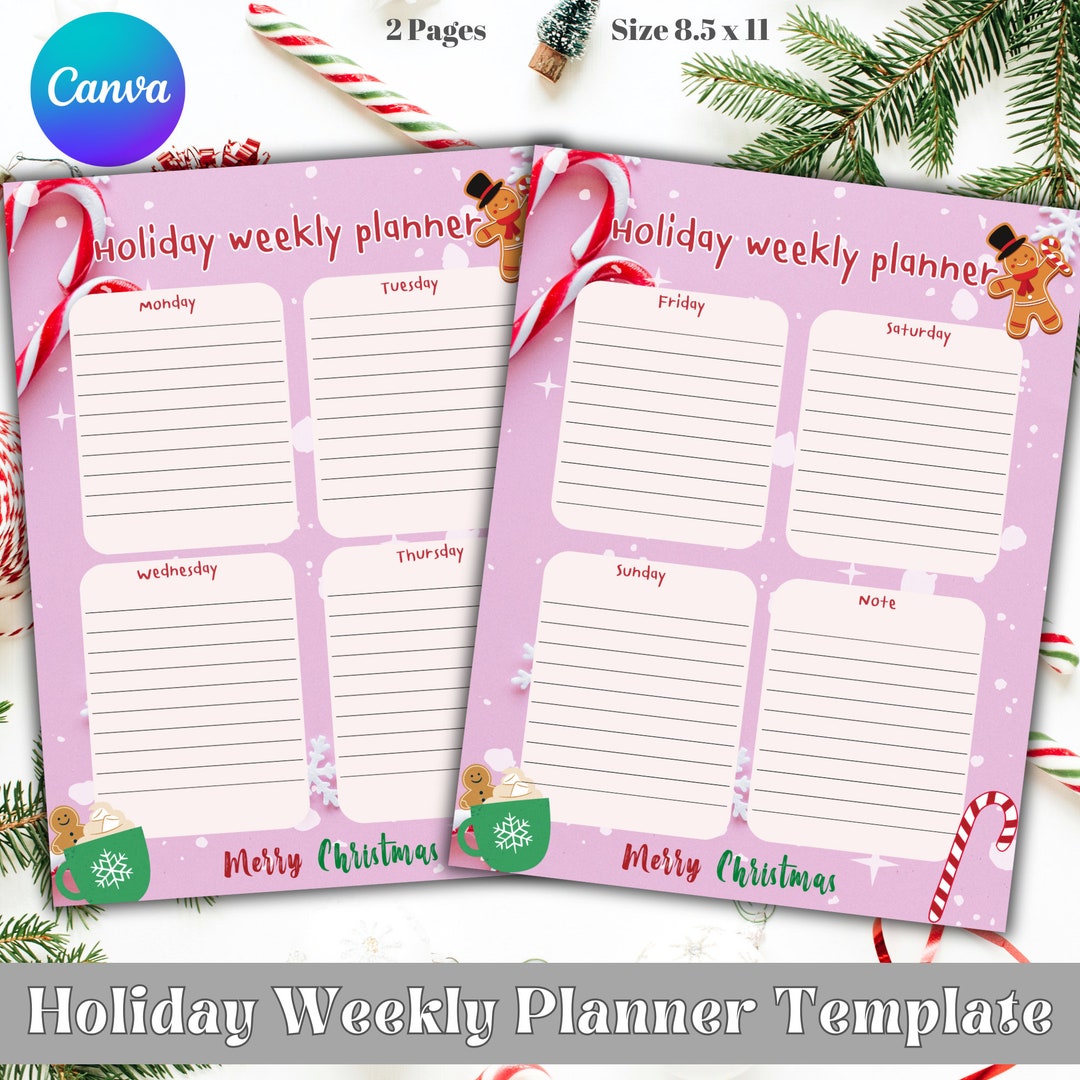 Christmas Planner Template, Digital Editable Template, Holiday Weekly ...