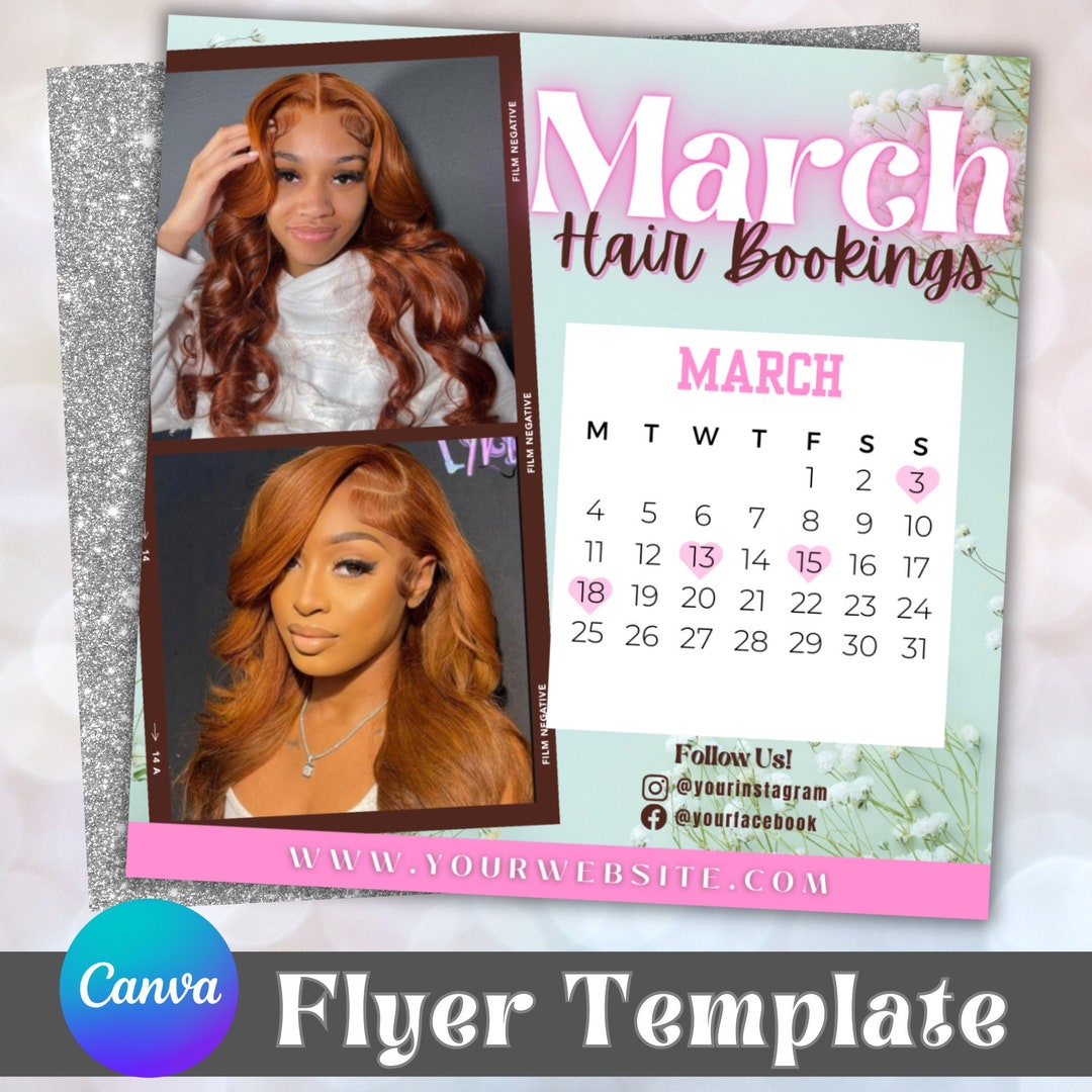Spring Hair Flyer, March Hair Flyer, Spring Hair Booking Flyer, Canva ...