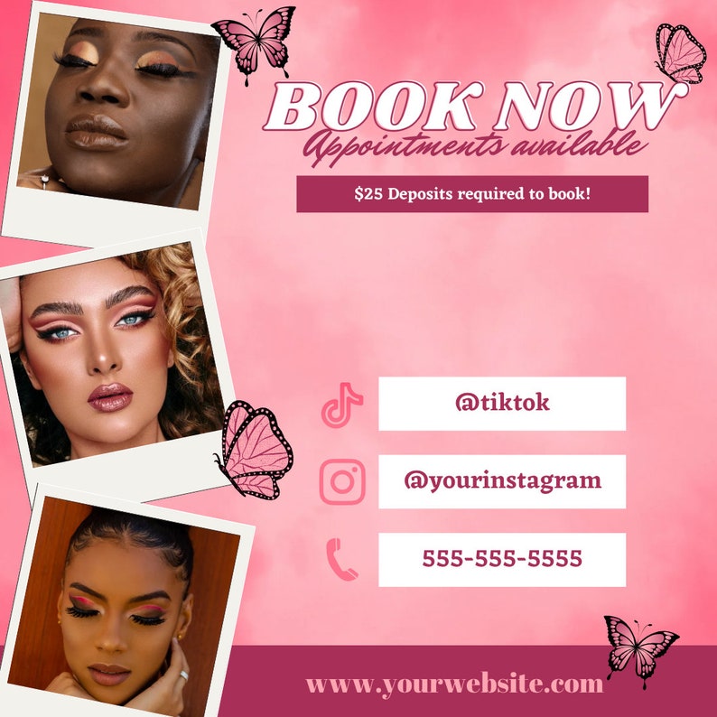 Canva Editable Booking Template, Make-up Artist Booking Flyer, Lash ...