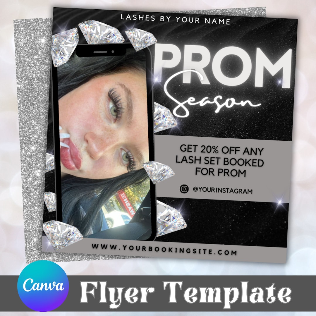 Prom Lash Flyer, Lash Tech Flyer Template, Prom Lash Sale Post, Prom ...