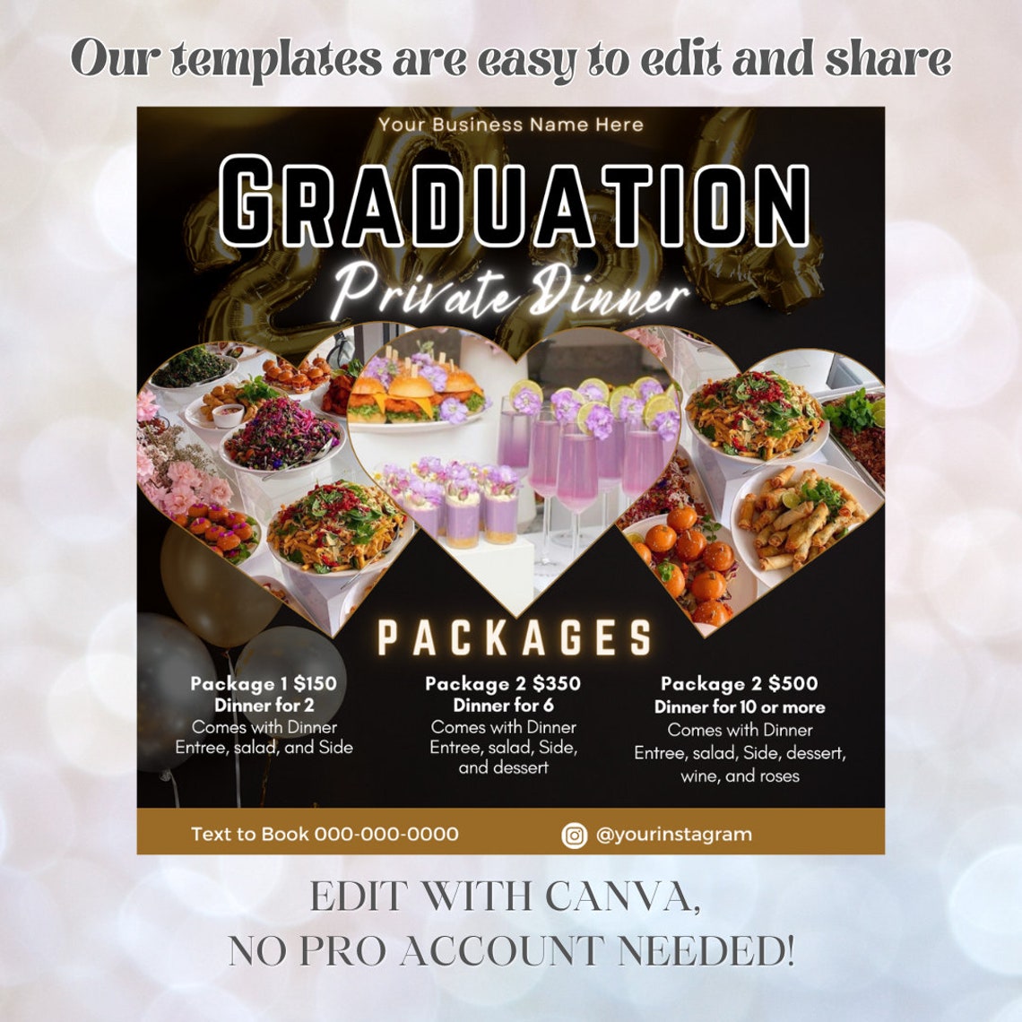 Private Dinner Flyer Template, Graduation Dinner Flyer Template, Meal ...