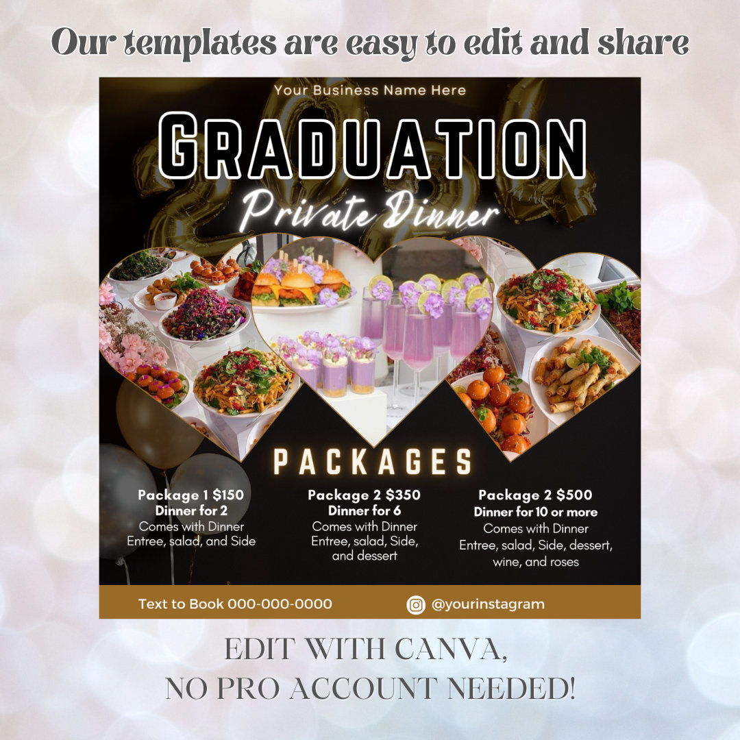 Private Dinner Flyer Template, Graduation Dinner Flyer Template, Meal ...