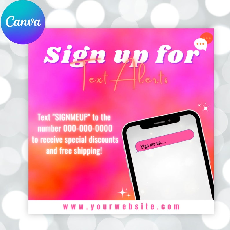 Text Alerts Flyer Canva Template Editable Sign up Flyer - Etsy