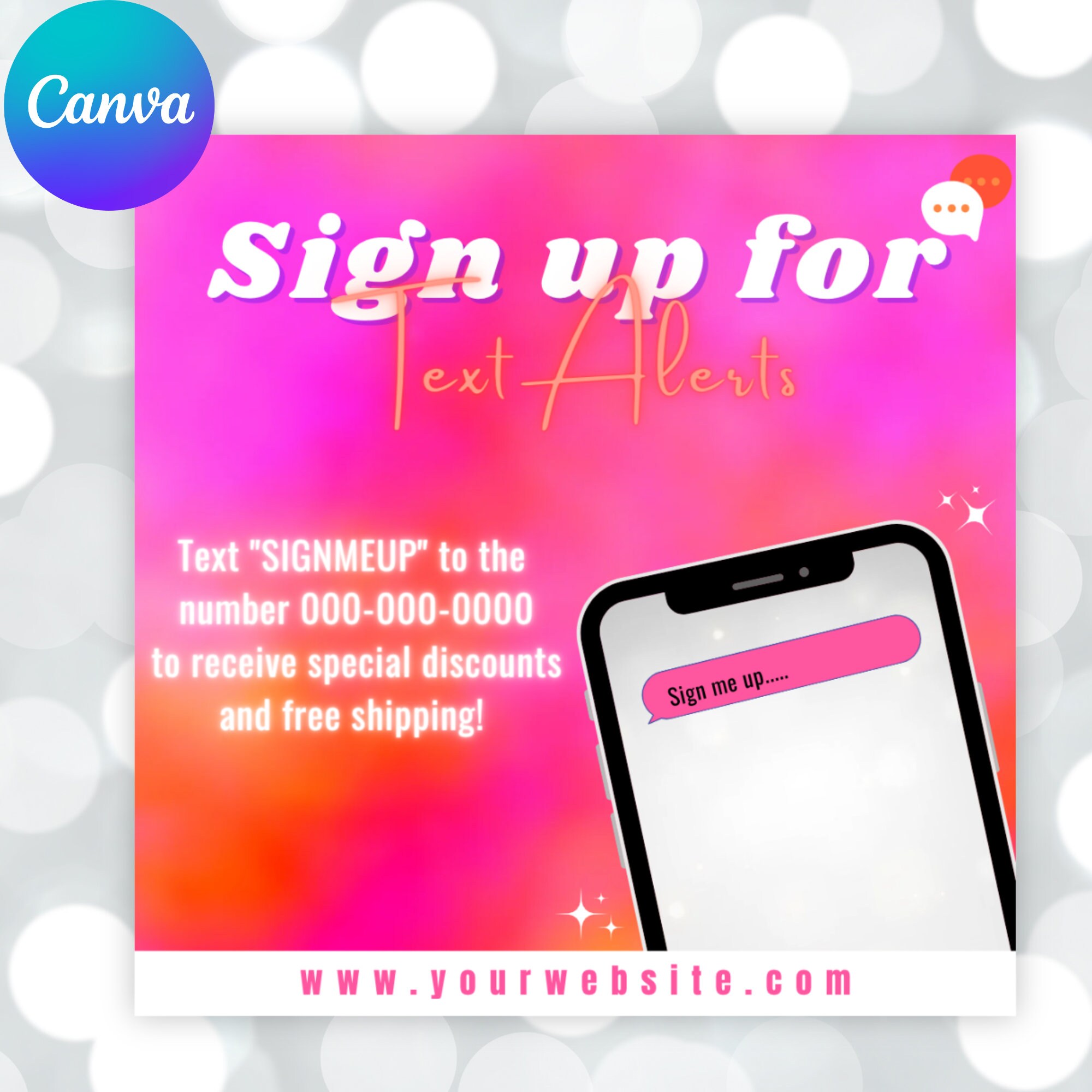 Text Alerts Flyer Canva Template, Editable, Sign up Flyer, Text ...