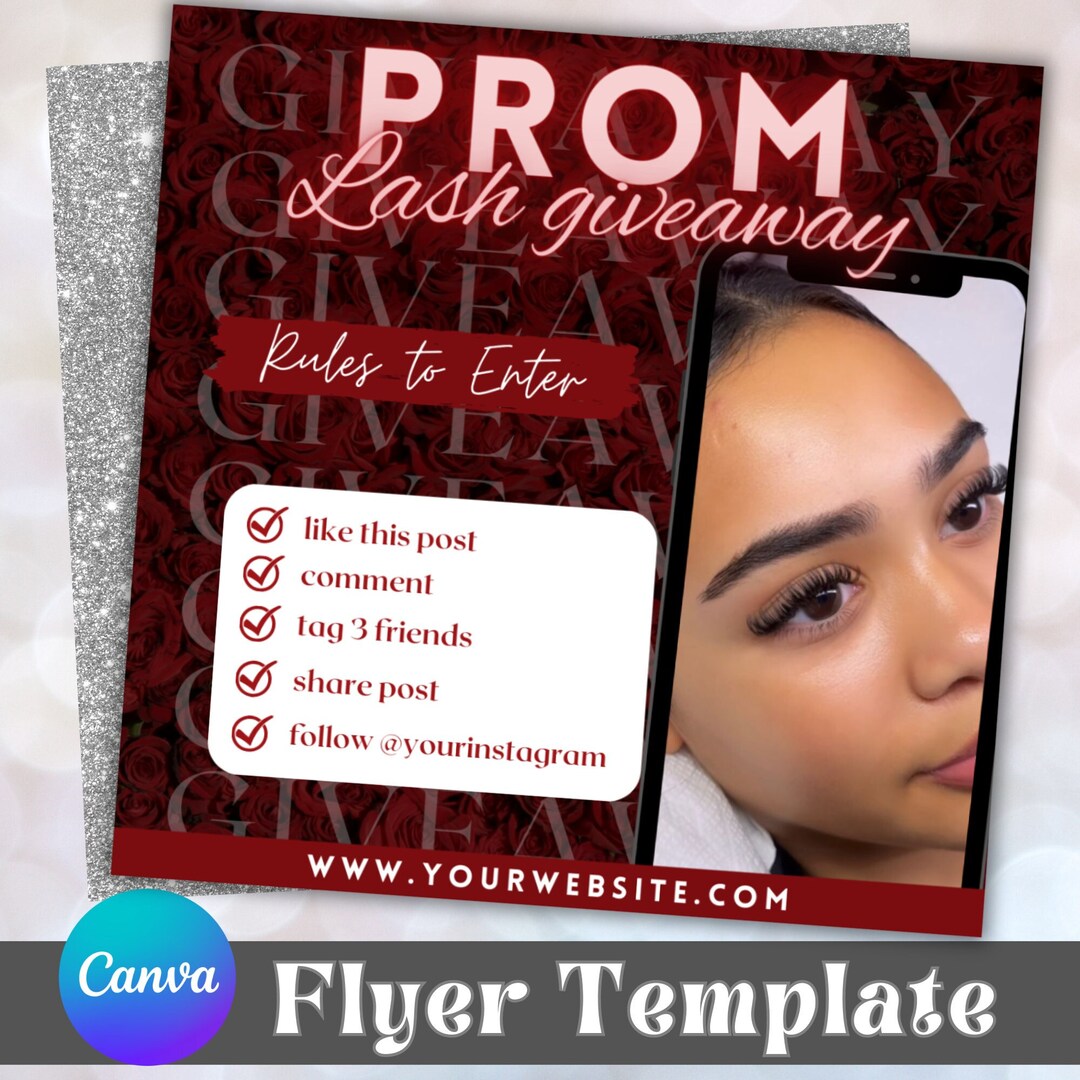 Prom Lash Giveaway E-FLYER Template, Lash Extensions Giveaway, Prom ...