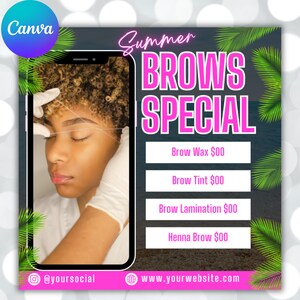 Summer Brows Flyer Brow Artist DIY Flyer Template Design - Etsy
