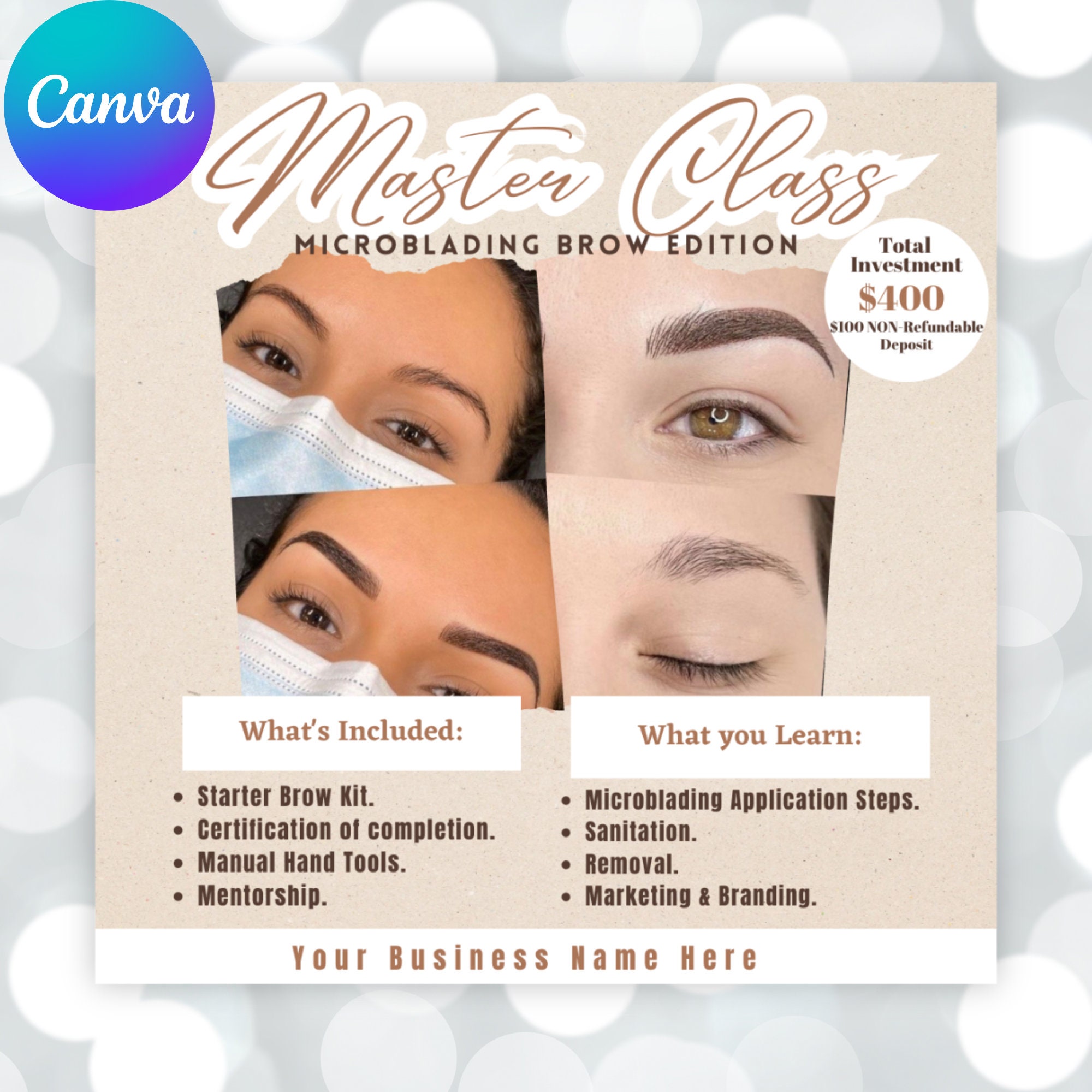 Brow Microblading Master Class Flyer Template, DIY Brow Class Flyer ...