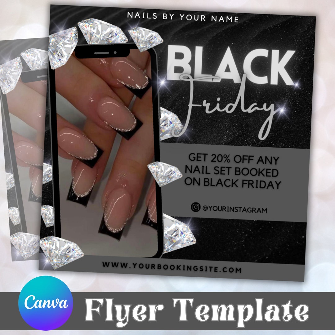 Black Friday Nail Flyer, Canva Template, Nail Tech Sale Flyer ...