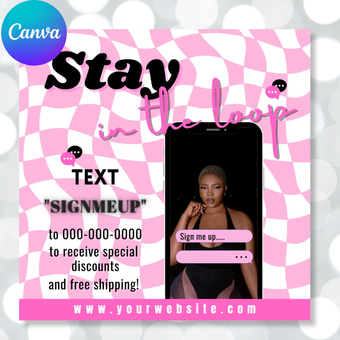 Text Alert Editable Social Media Flyer, DIY Canva Template, DIY Sale ...