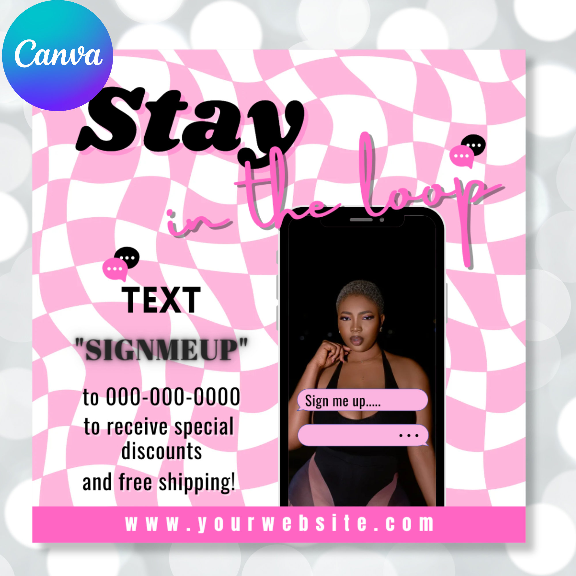 Text Alert Editable Social Media Flyer, DIY Canva Template, DIY Sale ...
