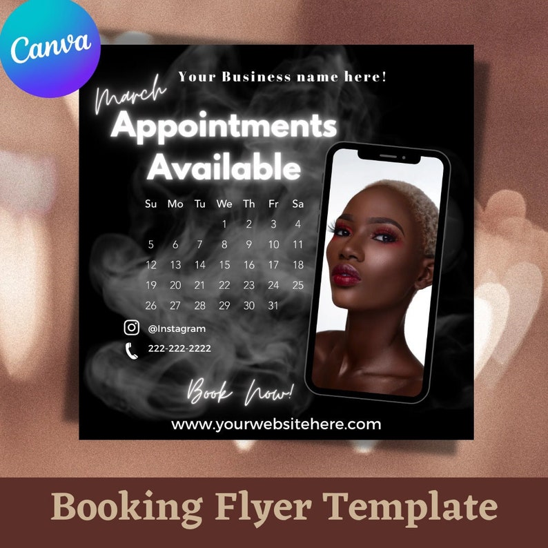March Bookings Flyer Template Canva Template Appointments - Etsy