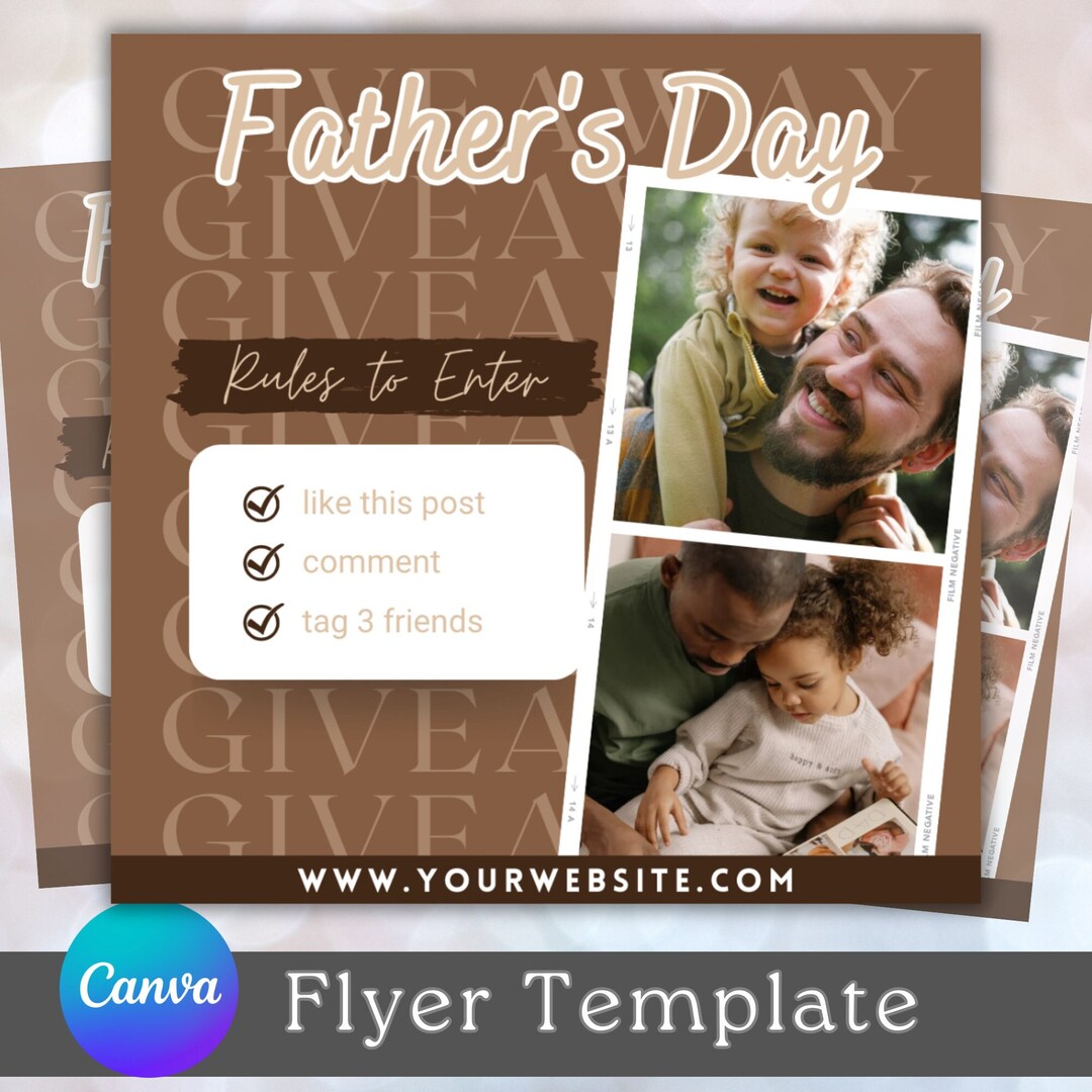Fathers Day Giveaway Flyer Template, Dads Day Flyer, Mens Day Giveaway ...